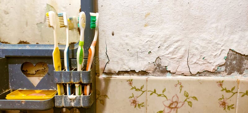 Toothbrush Appearance in Old Toilet, Still Life Concept Stock Photo ...