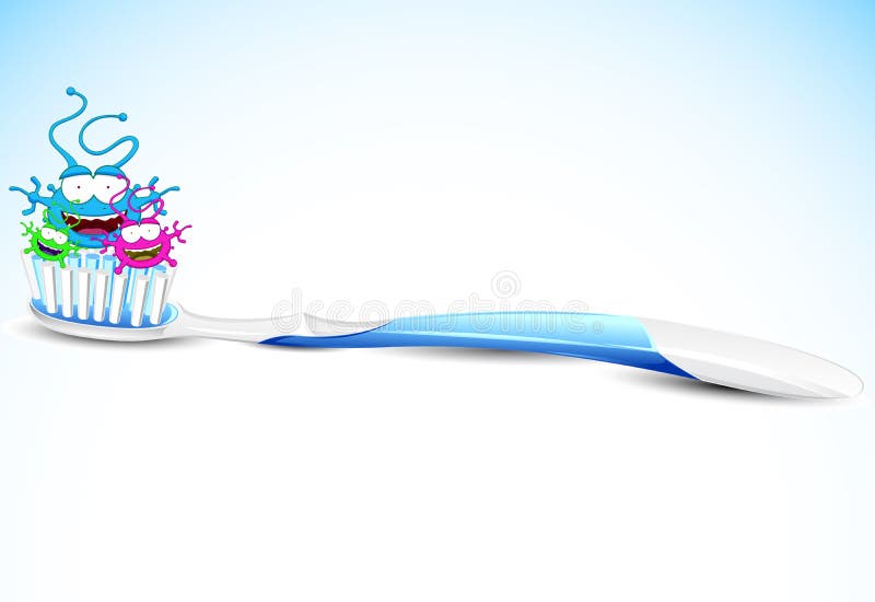 Toothbrush with bacteria stock illustration. Illustration of bubble ...