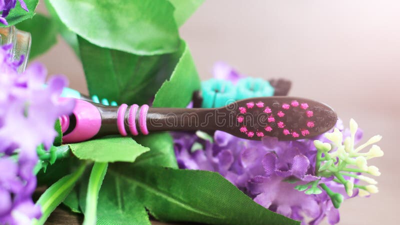 Toothbrush with Beautiful Flowers. Healthcare Stock Image - Image of ...