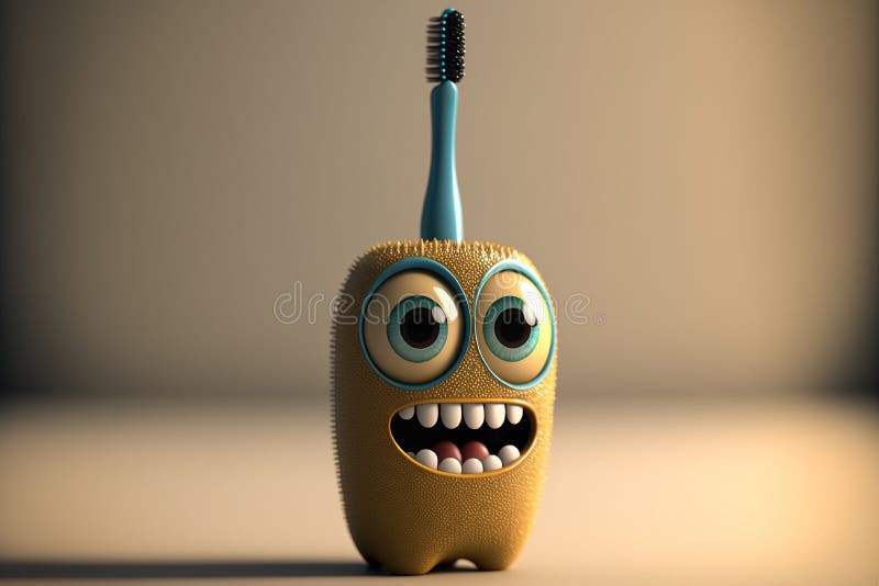 Toothbrush with Big Eyes and Mouth. Generative AI Stock Illustration ...