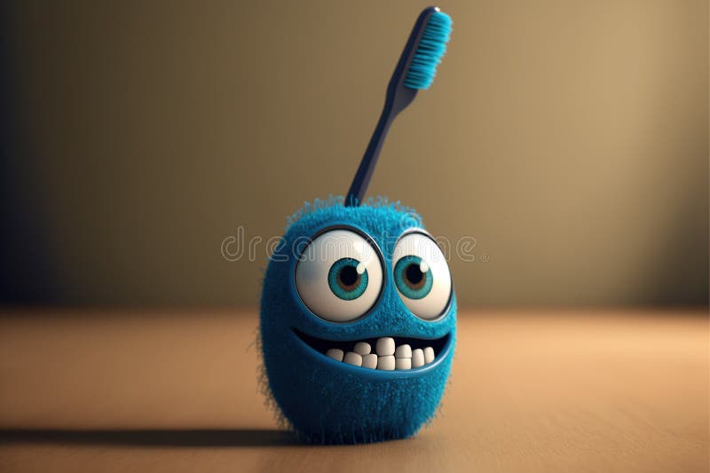 Toothbrush with Big Eyes and Mouth. Generative AI Stock Illustration ...