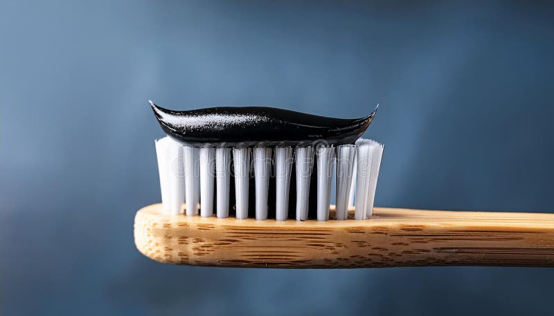 Toothbrush with Black Charcoal Toothpaste. Close Up of Black Toothpaste ...