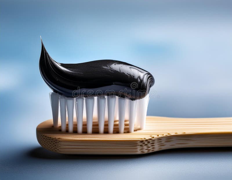 Toothbrush with Black Charcoal Toothpaste. Close Up of Black Toothpaste ...