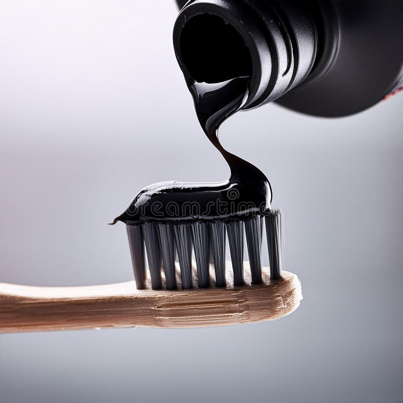 Toothbrush with Black Charcoal Toothpaste. Stock Illustration ...