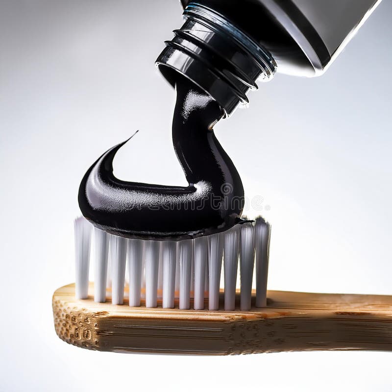 Toothbrush with Black Charcoal Toothpaste. Stock Illustration ...