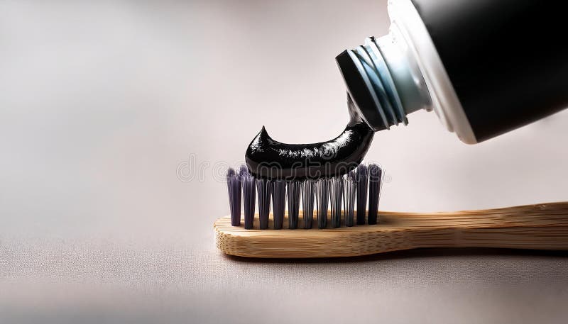 Toothbrush with Black Charcoal Toothpaste. Stock Illustration ...