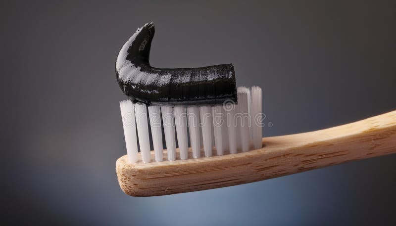 Toothbrush with Black Charcoal Toothpaste. Stock Illustration ...