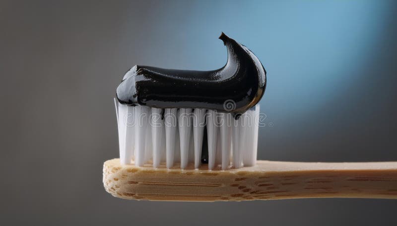 Toothbrush with Black Charcoal Toothpaste. Stock Illustration ...