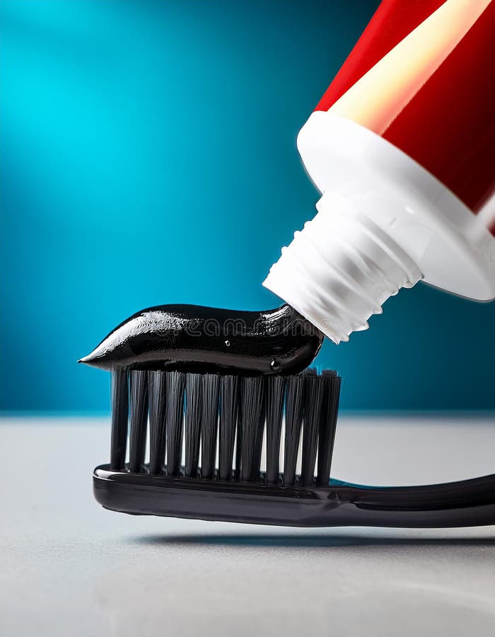 Toothbrush with Black Charcoal Toothpaste. Stock Illustration ...
