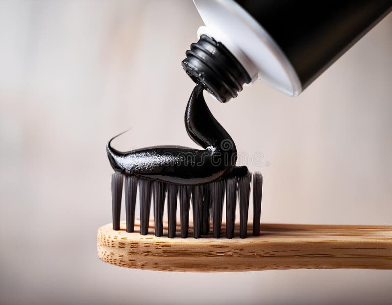 Toothbrush with Black Charcoal Toothpaste. Stock Illustration ...