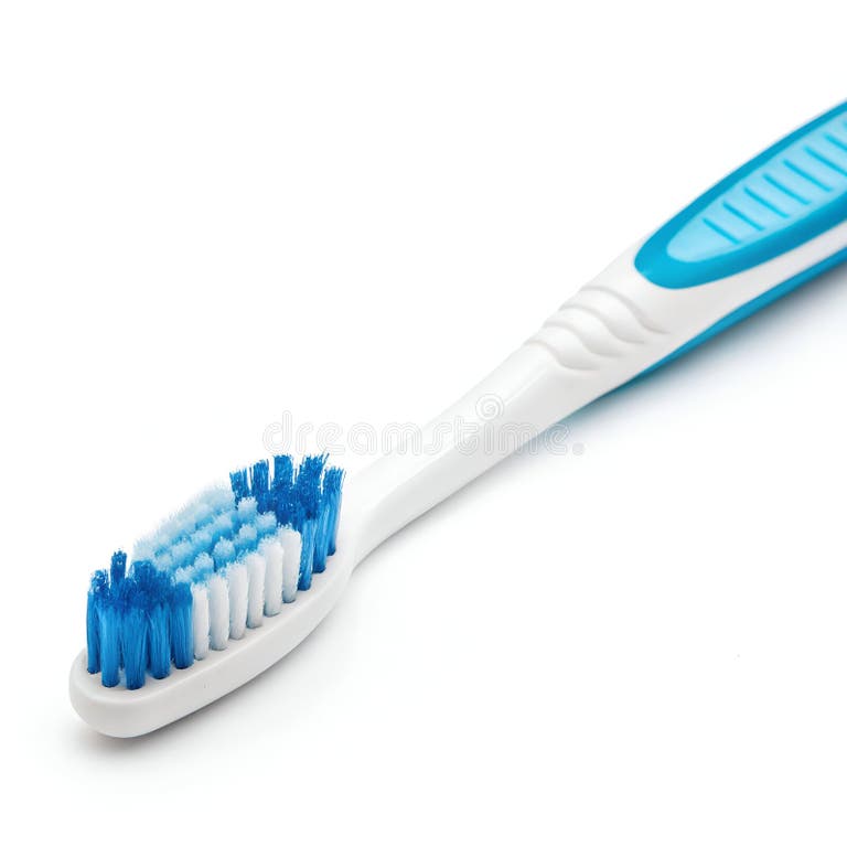 Toothbrush with Blue Bristles Isolated on White Background Stock ...