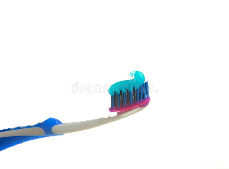 Blue Toothbrush with Toothpaste, on a White Background Stock Image ...