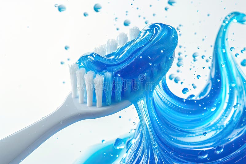 Toothbrush with Blue Toothpaste and Splash on White Background ...
