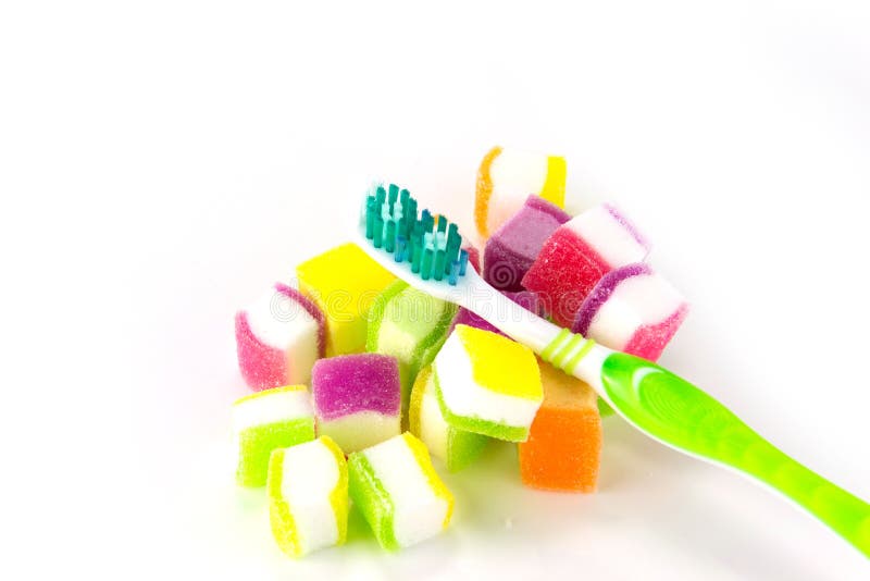 Toothbrush and Candy stock image. Image of dental, sugar - 12854593