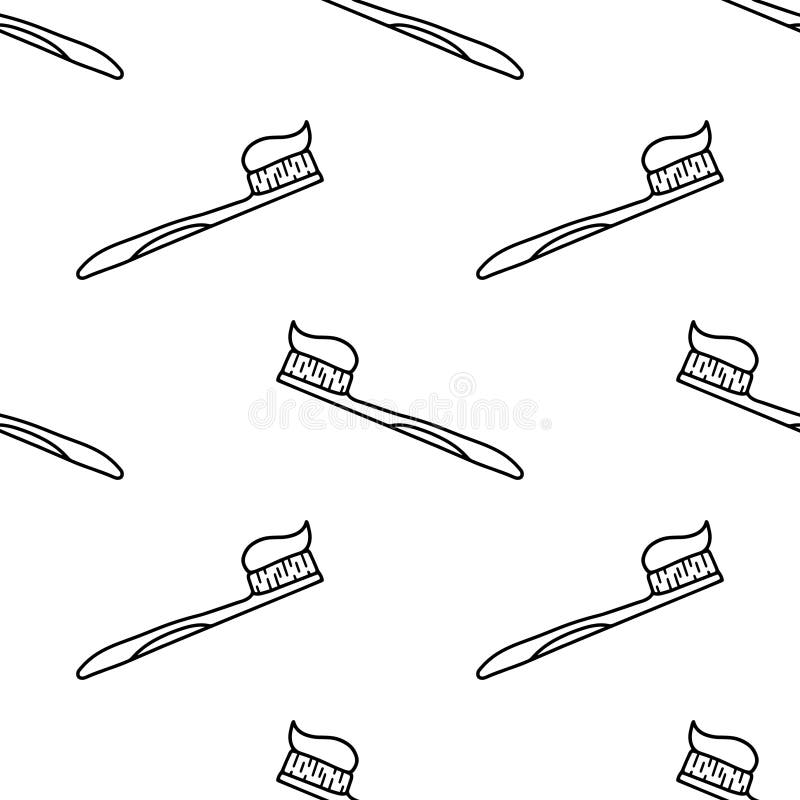 Toothbrush Cartoon Doodle Seamless Pattern, Vector. Stock Vector ...