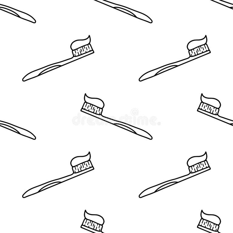Toothbrush Cartoon Doodle Seamless Pattern, Vector. Stock Vector ...