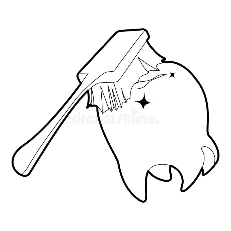 Toothbrush Cleans Tooth Icon Outline Stock Vector - Illustration of ...