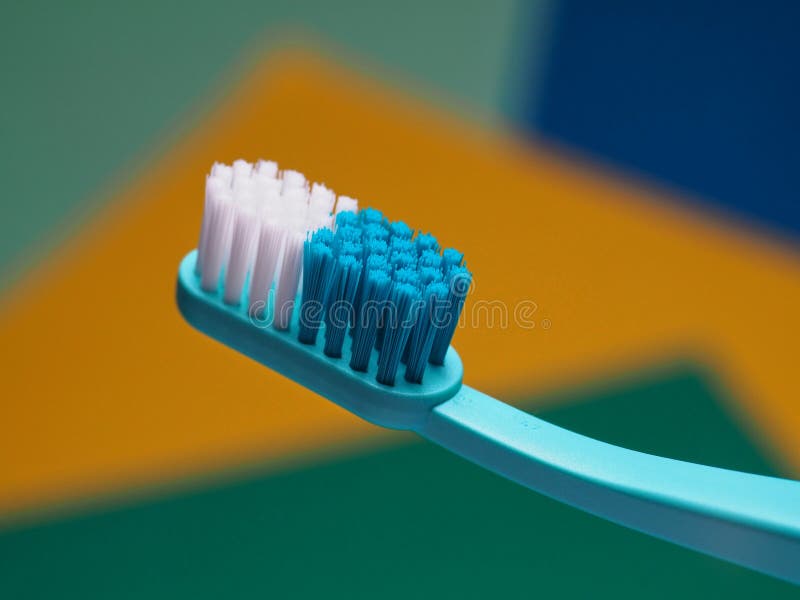 Toothbrush Close-up on a Colored Background Stock Image - Image of ...
