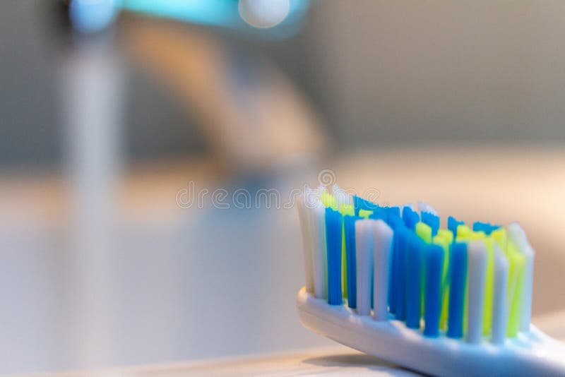 Toothbrush Closeup Bathroom Toothpaste Water Clean Care Stock Image ...