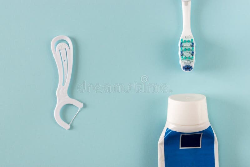 Toothbrush, Dental Floss and Toothpaste Stock Image - Image of ...