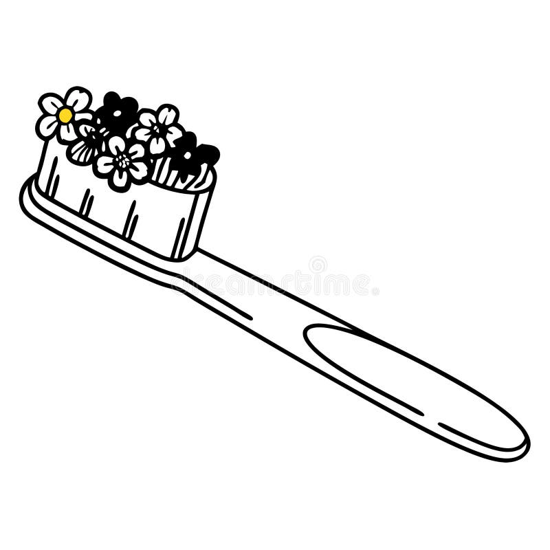 Toothbrush Flower Bloom Vector Illustration for Creative Design Uses ...