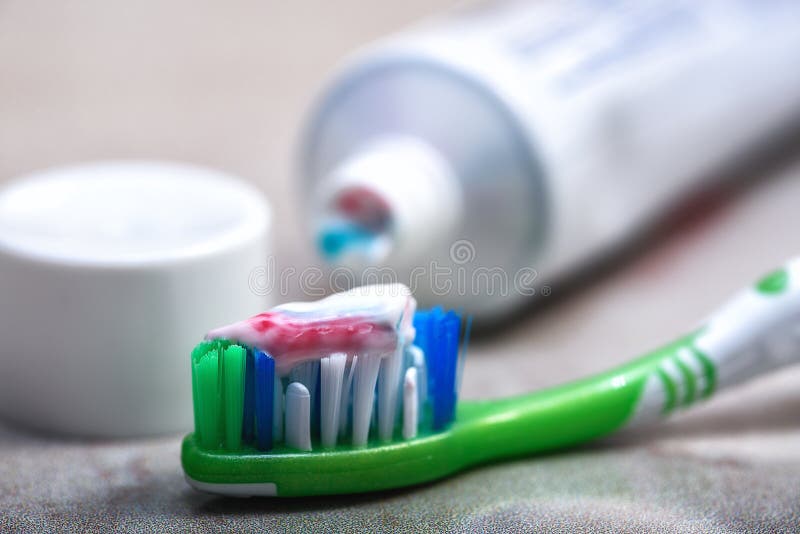 Toothbrush and Toothpaste on the Shelf Stock Photo - Image of dentist ...
