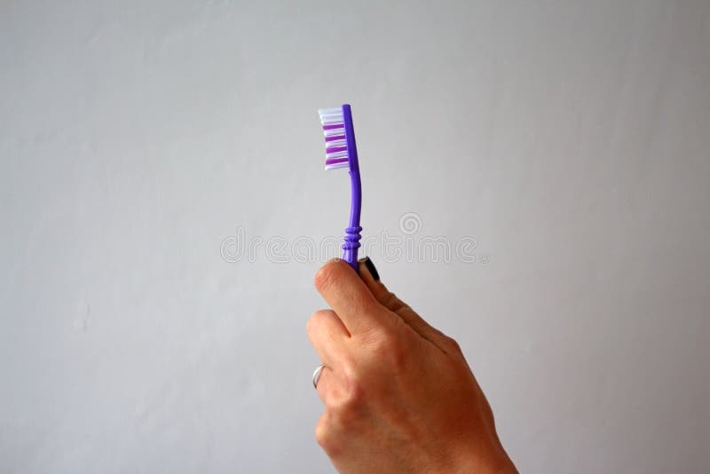 Toothbrush in the Hands of a Woman Stock Image - Image of brush, clean ...
