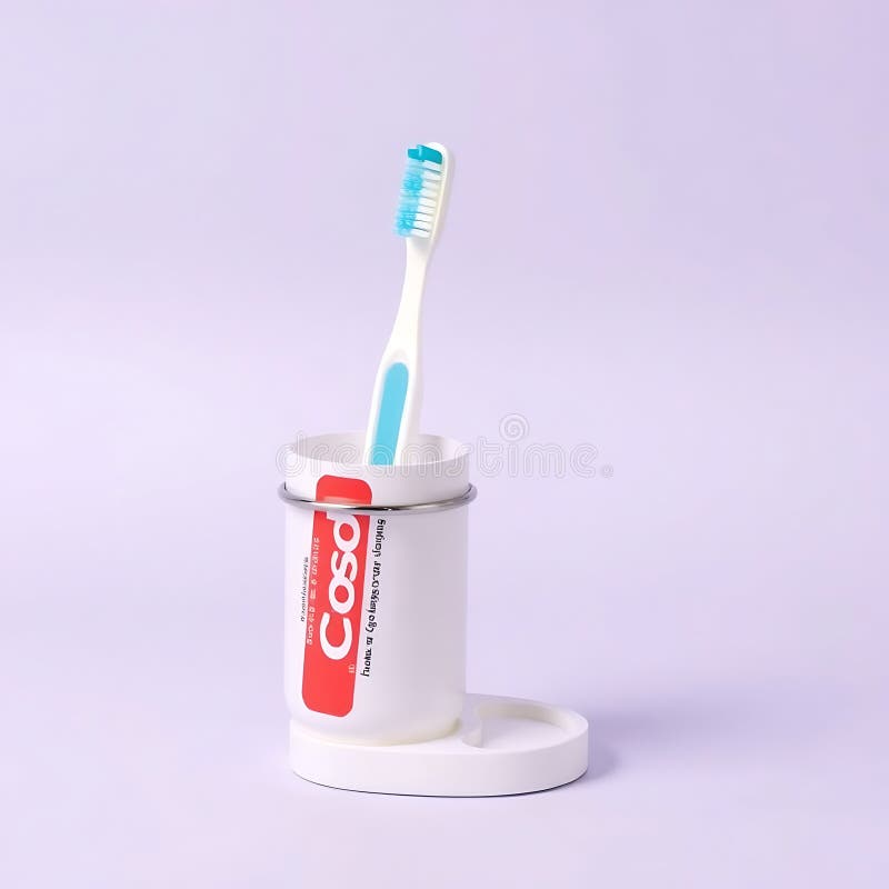 A Toothbrush Holder and Toothpaste Set on a Pastel Lavender Backdrop ...