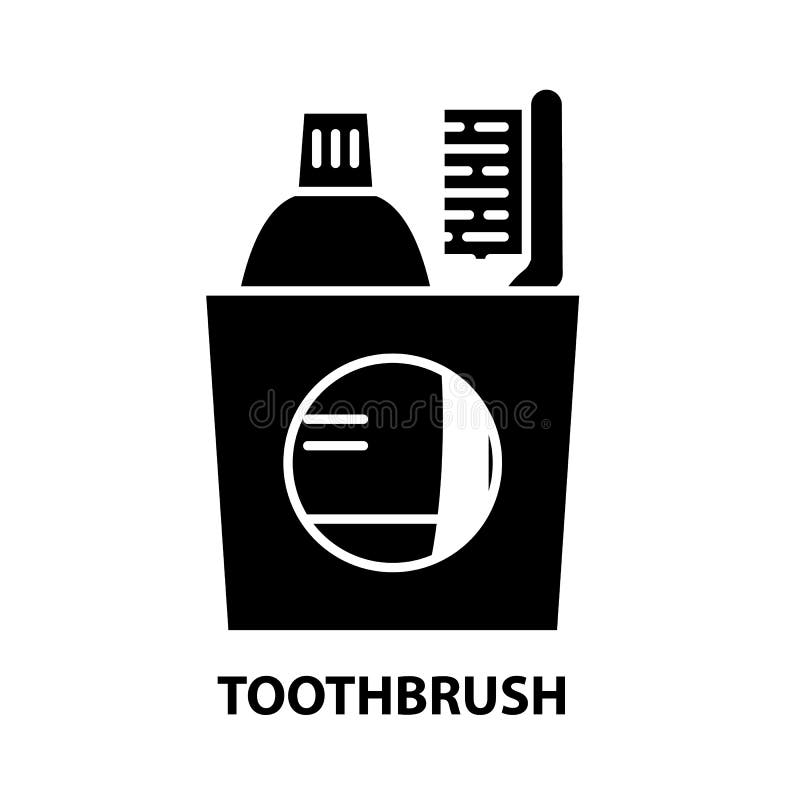 Toothbrush Icon, Black Vector Sign with Editable Strokes, Concept ...