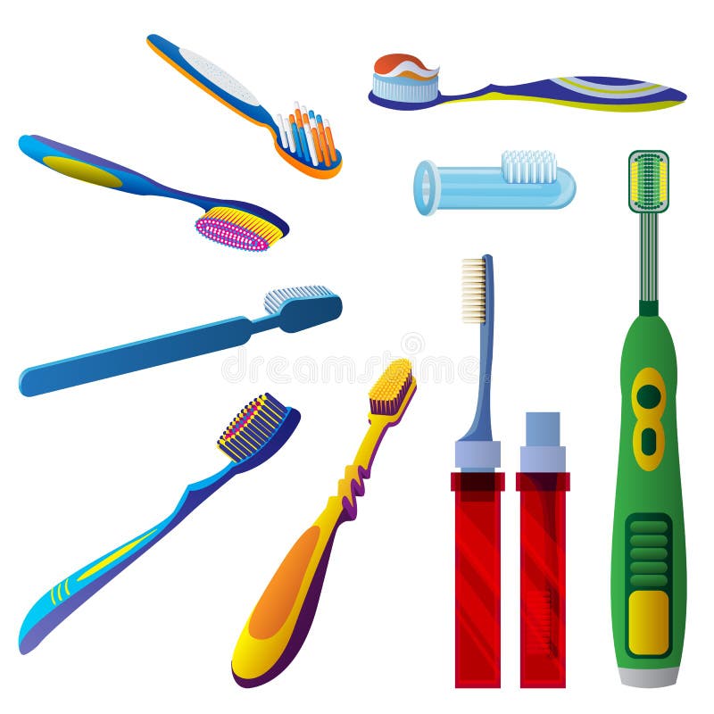 Toothbrush Icon Set, Cartoon Style Stock Vector - Illustration of ...