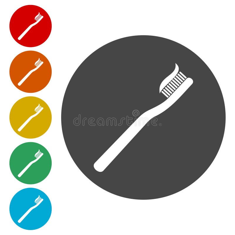 Toothbrush Icons with Toothpaste Stock Vector - Illustration of bath ...