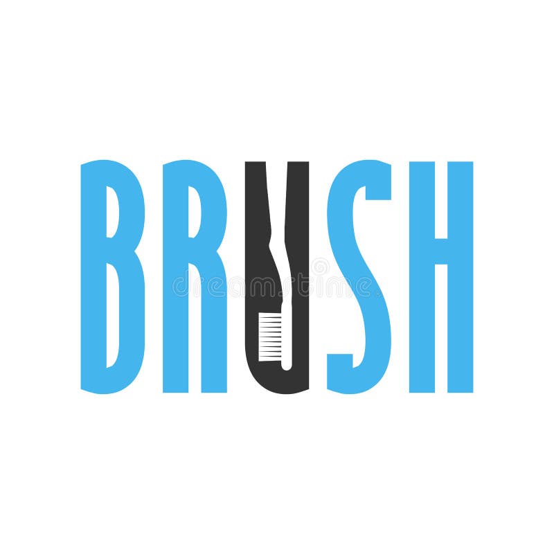 Toothbrush Lettering Typography Logo Design Vector Illustration Stock ...