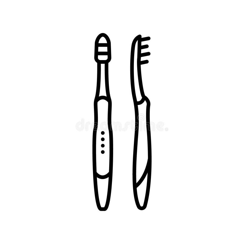 Toothbrush line black icon stock vector. Illustration of caries - 349529732