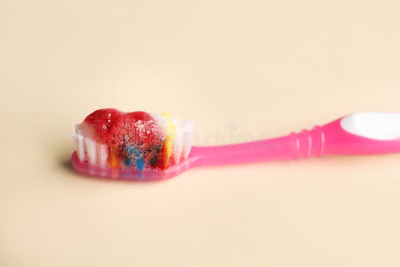 Blood on Toothbrush on Background of Sink. Selective Focus on the ...