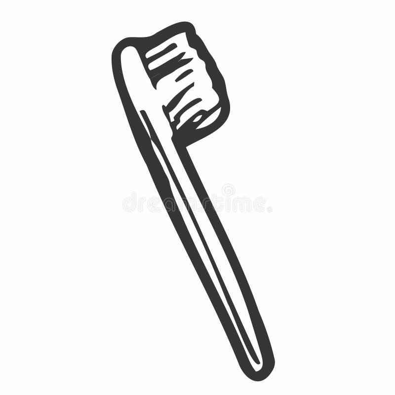 Toothbrush with Paste. Vector Drawing. Toothbrush, Vector Sketch ...