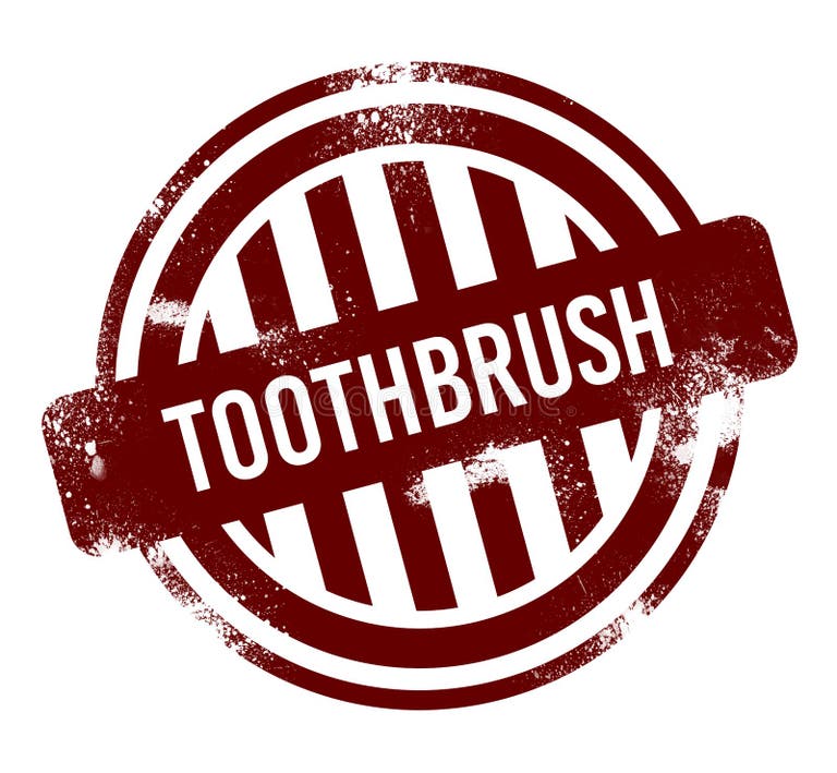Toothbrush - Red Round Grunge Button, Stamp Stock Illustration ...
