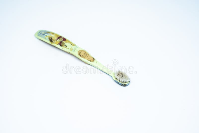 Broken Toothbrush Dirty on a White Background Stock Photo - Image of ...