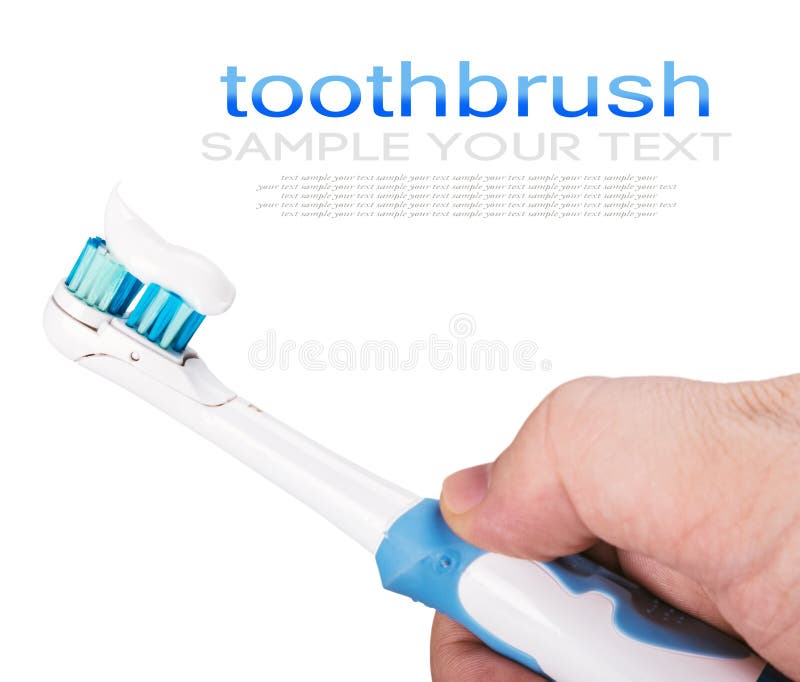 Toothbrush with Toothpaste Applied in Hand Stock Photo - Image of ...