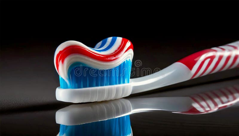 Toothbrush with Toothpaste on Black Background - Generative Ai Stock ...
