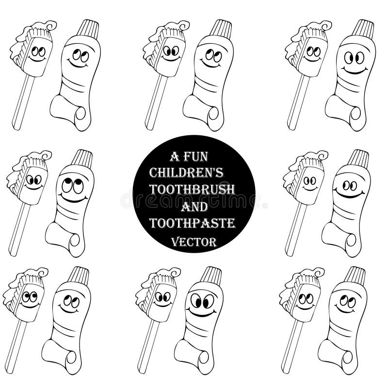 Toothbrush and Toothpaste. Contour Hand Drawing Stock Vector ...