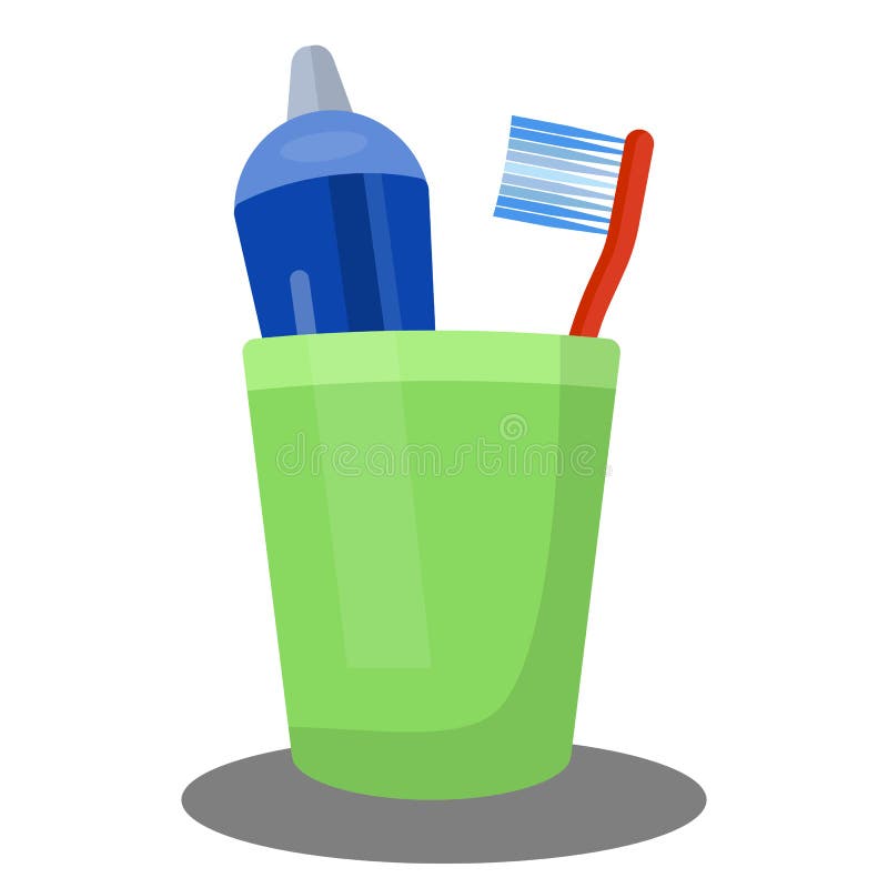 Toothbrush and Toothpaste in a Cup Icon Logo Stock Vector ...