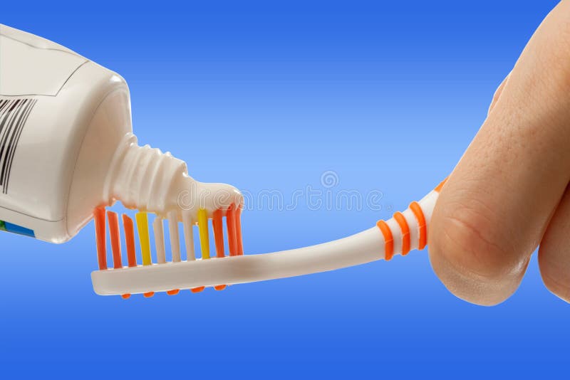 Toothbrush and Toothpaste in Female Hands Stock Image - Image of brush ...