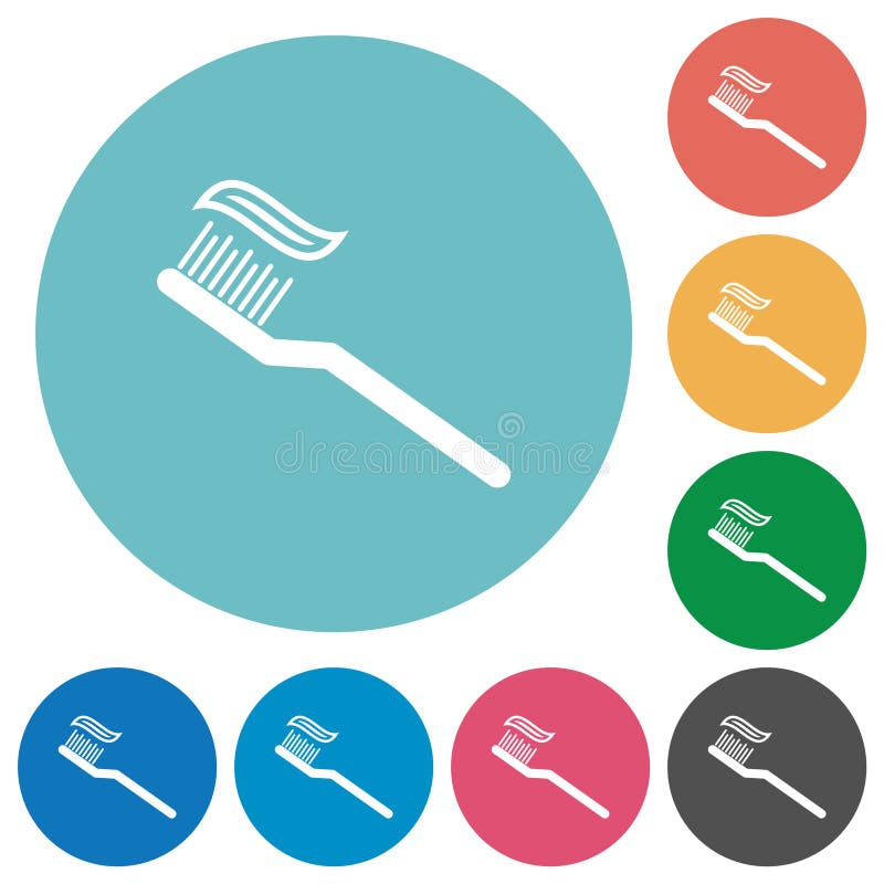 Toothbrush with Toothpaste Flat Round Icons Stock Vector - Illustration of cavityprevention ...