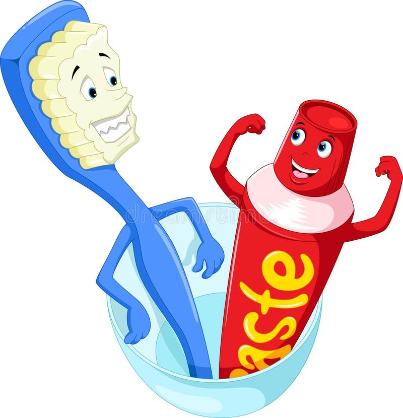 Toothbrush And Toothpaste In A Cup Stock Vector - Illustration of ...