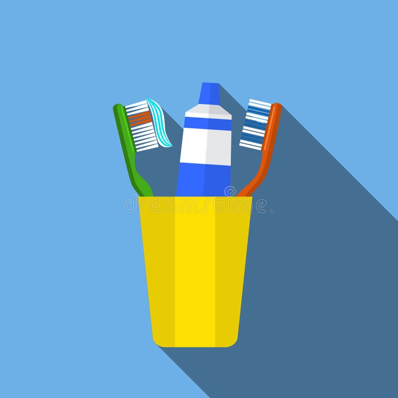 Toothbrush, Toothpaste in a Glass Vector Illustration. Stock Vector ...