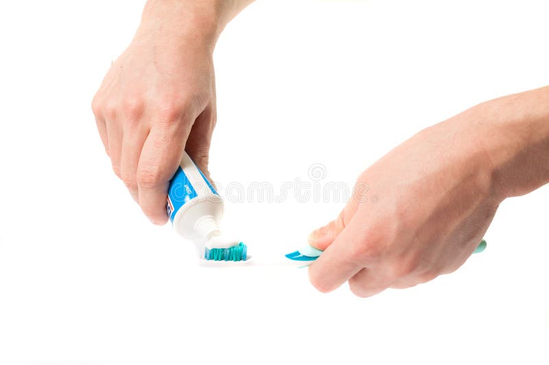 Toothbrush with Toothpaste in the Hand Stock Photo - Image of hairy ...