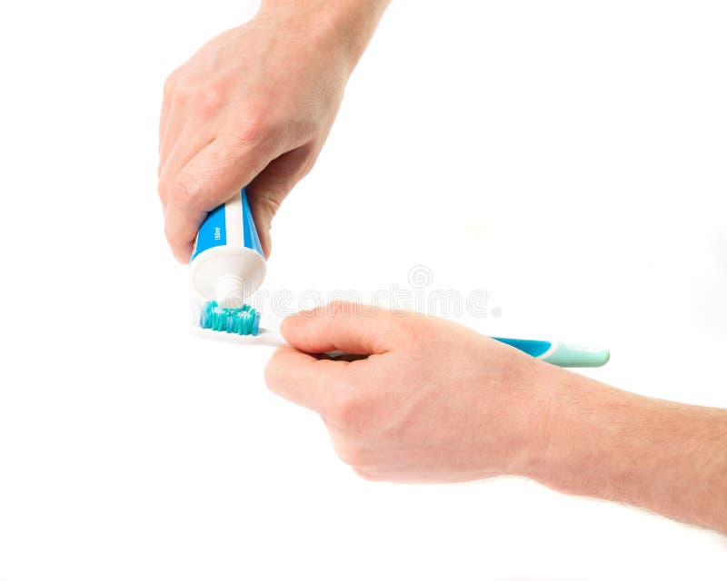 Toothbrush with Toothpaste in the Hand Stock Image - Image of personal ...