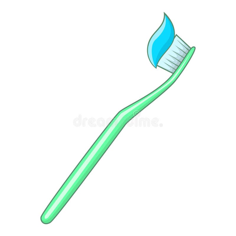 Toothbrush and Toothpaste Icon, Cartoon Style Stock Vector ...