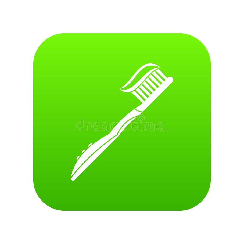 Toothbrush with Toothpaste Icon Digital Green Stock Vector ...