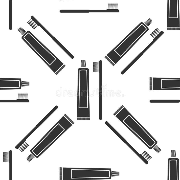 Toothbrush and Toothpaste Icon Seamless Pattern on White Background ...